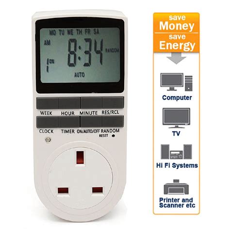 12 24 hours white digital lcd display plug in programmable timer switch