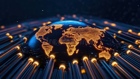A Vivid Representation Of The World Illuminated By Connections Symbolizing Global Networking And