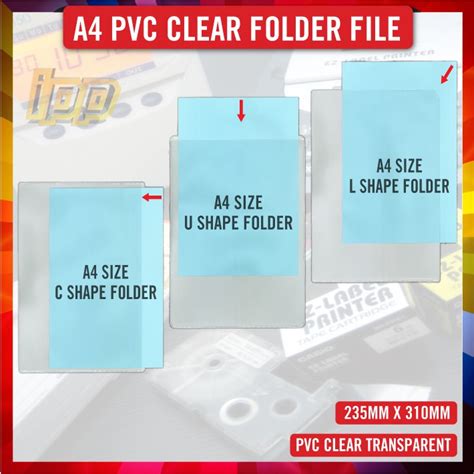 A4 Pvc Clear Folder Pvc Document Clear Holder L Shape U Shape C Shape Holder A4 Shopee