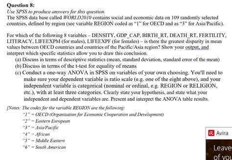 Question Use SPSS To Produce Answers For This Chegg Com