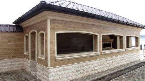 Облицовка травертином цена за м2 Вентилируемый фасад из травертина Град