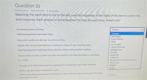 Solved Question 21 Matching For Each Item In List To The