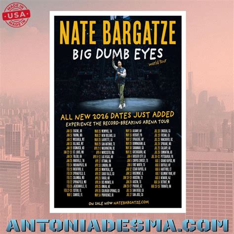 Nate Bargatze The Big Dumb Eyes Tour 2026 Poster Antoniadesma