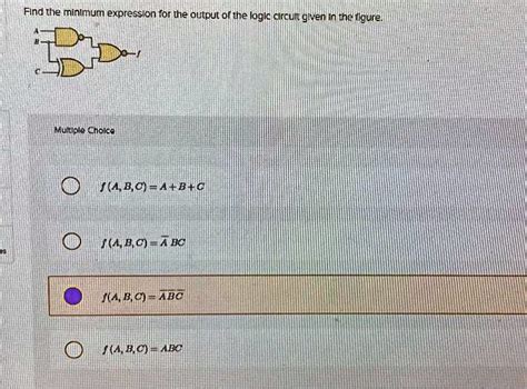 Solved Find The Minimum Expression For The Output Of The Logic Circuit