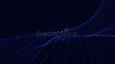 Wave Of Particles Abstract Background With A Dynamic Wave Big Data Vector Illustration Stock