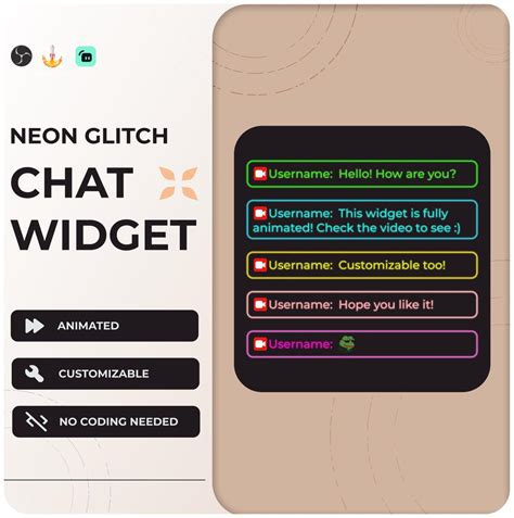 Neon Glitch Chat Widget Cyberpunk Customizable Stream Widget Chat Box Twitch Etsy