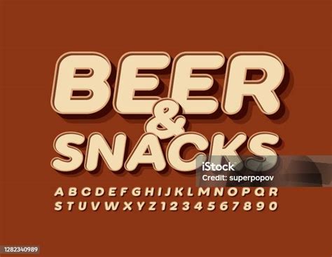 벡터 메뉴 템플릿 맥주 및 스낵 현대 알파벳 문자와 숫자의 집합 Ale에 대한 스톡 벡터 아트 및 기타 이미지 Ale 갈색