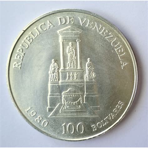 Moneda De Plata De Simón Bolívar De Venezuela 1980