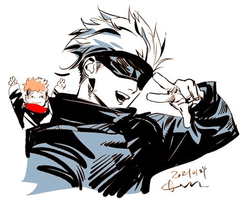 Gojou Satoru And Itadori Yuuji Jujutsu Kaisen Drawn By Kotteri Danbooru