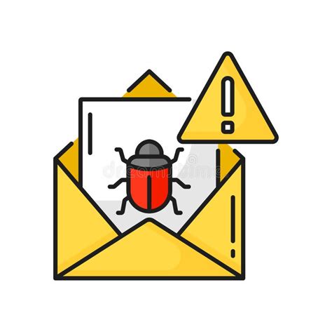Virus In Email Cyber Attack Computer Bug Message Stock Vector