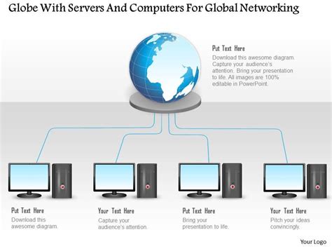 Globe With Servers And Computers For Global Networking Ppt Slides