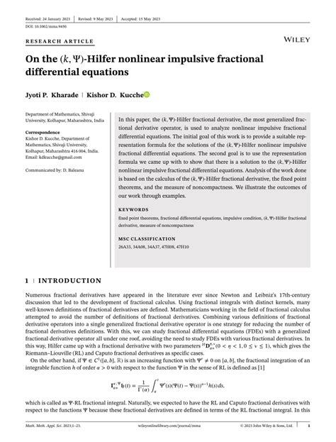 On The KΨ Leftkpsi Right ‐hilfer Nonlinear Impulsive Fractional Differential Equations