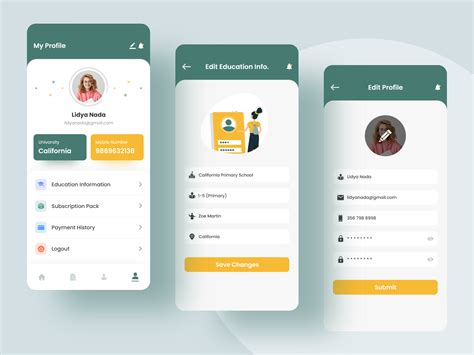 Online Education App Profile Screens