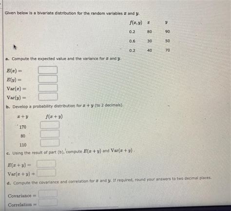 Solved Given Below Is A Bivariate Distribution For The