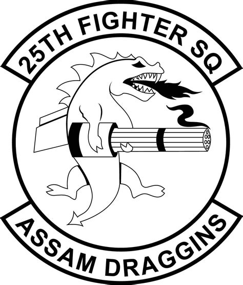 Artstation Assam Draggins25th Fighter Sq Patch Vector File Black White Vector Outline Or Line