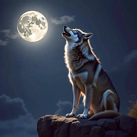Download Ai Generated Wolf Moon Royalty Free Stock Illustration