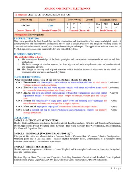 Analog And Digital Electronics Pdf Electronic Circuits Digital