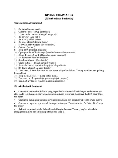 Giving Commands Memberikan Perintah Pdf