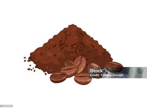 지상 커피 산 와 콩 와 고립된 통하고 있는 백색 배경 벡터 만화 일러스트 레이 션 커피 가루에 대한 스톡 벡터 아트 및 기타 이미지 Istock