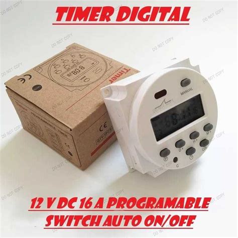 Jual Timer Digital 12V DC 16A Programable Switch AUTO ON OFF Timer 12 V Shopee Indonesia