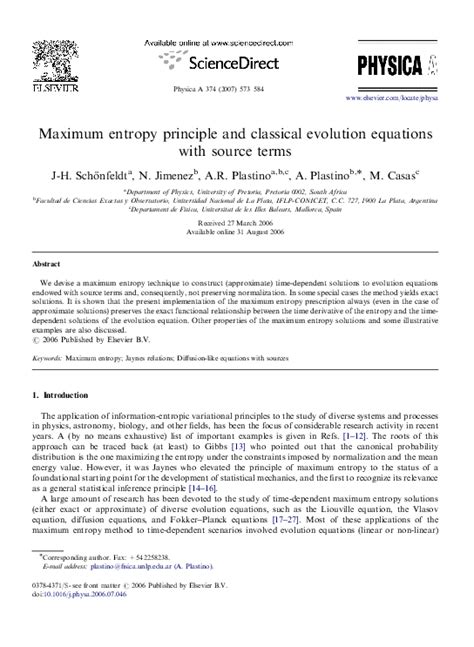 Pdf Maximum Entropy Principle And Classical Evolution Equations With