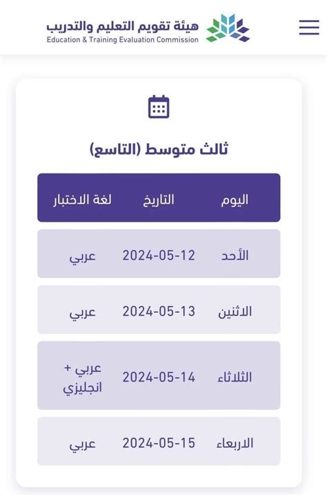 الجدول الزمني لتطبيق الاختبارات الوطنية ⁧نافس 1445 2024 تحضيري