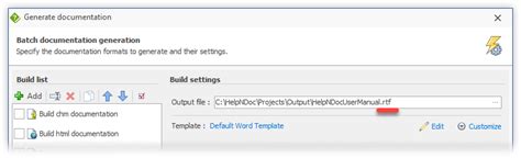 produce a rich text format rtf file from your documentation project