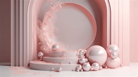 아치 밑의 통로가 있는 분홍색 배경 아치와 네온 분홍색 조명이 있는 밝은 분홍색 빈 방에서 3d 모의 연단 제품 프레젠테이션을 위한 추상적 미니멀리즘 밝은 최신 유행