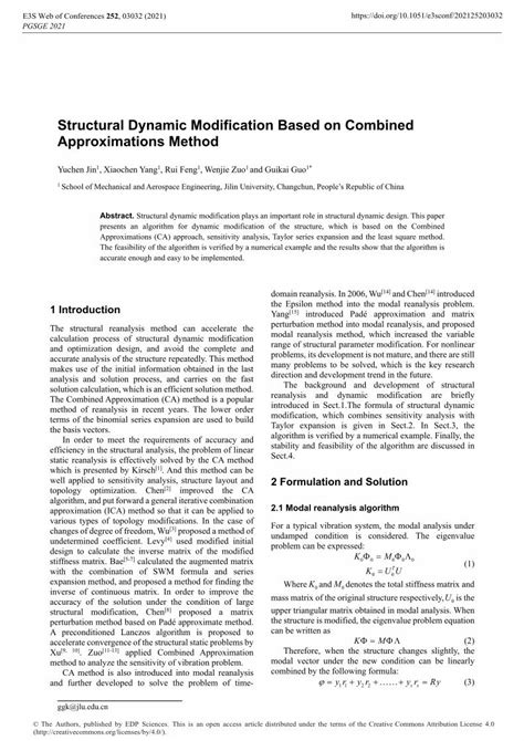 Pdf Structural Dynamic Modification Based On Combined Dokumentips