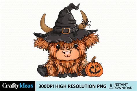 Halloween Highland Cow Clipart Graphic By Craftyideas · Creative Fabrica