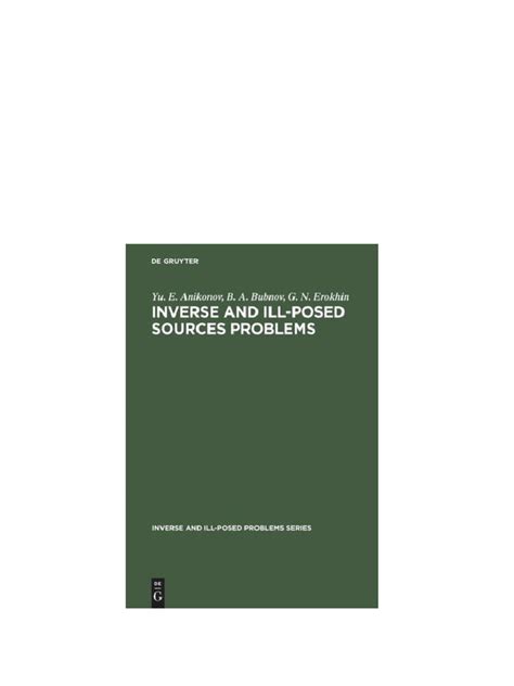 Inverse And Ill Posed Sources Problems Yu E Anikonov Pdf Download Pdf Inverse Problem