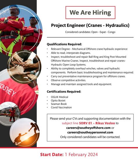 Southey Contracting Offshore Division On Linkedin We Are Hiring Project Engineer Cranes