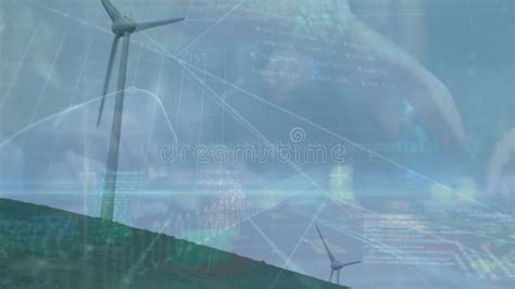 Animation Of Data Processing Over Wind Turbine Stock Video Video Of