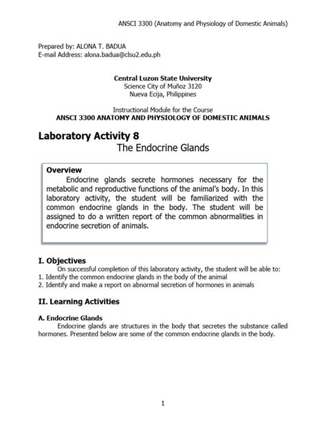 lab exercise no 8 endocrine glands pdf