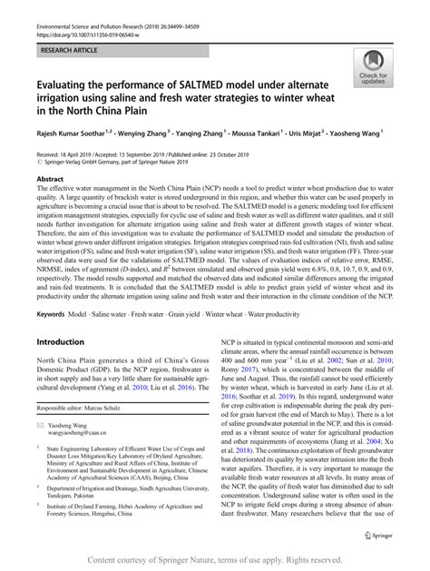 Evaluating The Performance Of Saltmed Model Under Alternate Irrigation Using Saline And Fresh