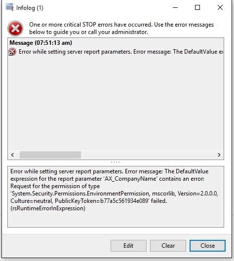 Daxequator Ax2012 Ssrs Report Error At The Fisrt Time After