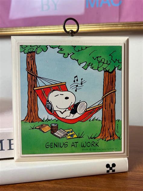 Snoopy Plaque Wall Decor Genius At Work Etsy