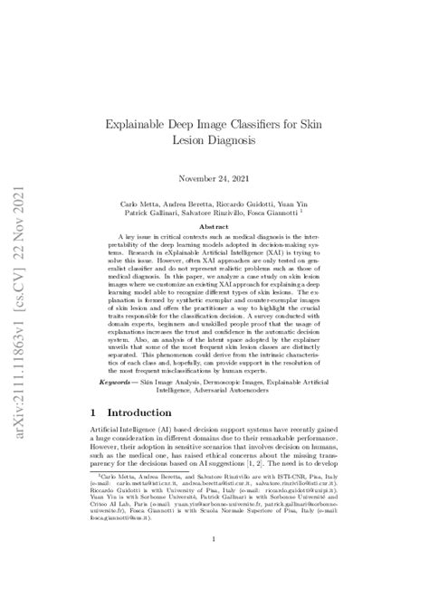 Pdf Explainable Deep Image Classifiers For Skin Lesion Diagnosis