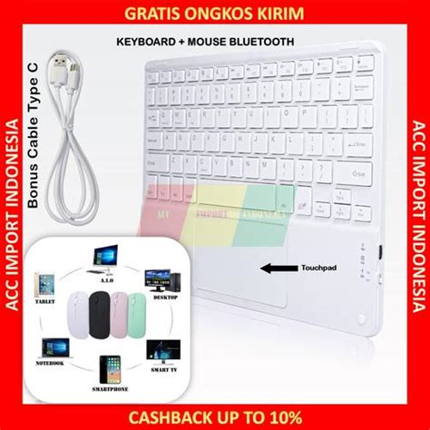 Jual Keyboard Bluetooth Mouse With Touchpad Slim 10 Tablet Ipad Android Jakarta Pusat Acc
