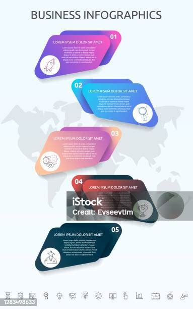 벡터 인포그래픽 3d와 5단계 라벨 다이어그램 비즈니스 웹 배너 워크플로 레이아웃 프레젠테이션 순서도 정보 그래프 타임라인에 사용할 수 있습니다 0명에 대한 스톡 벡터 아트
