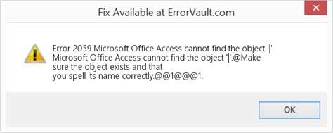how to fix error 2059 microsoft office access cannot find the object