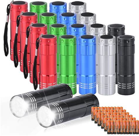 Yikosam 20 Pack Of Flashlights 9 Led Mini Aluminum