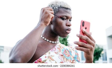 Non Binary Model Applying Makeup On Stock Photo 2200384261 Shutterstock