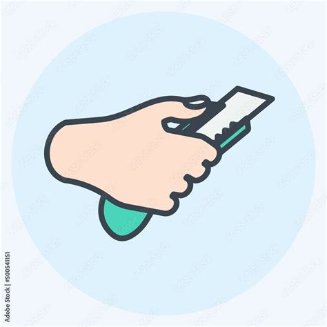 Icon Holding Paper Cutter Suitable For Hand Actions Symbol Color Mate Style Simple Design