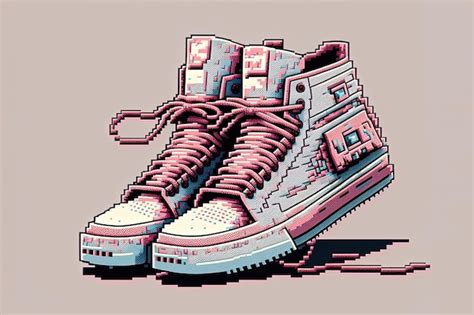 Premium Ai Image Pixel Art Sneakers In 80s Colors Retro Style Item