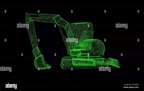 3d Mini Excavator On Black Background Construction Machinery Concept