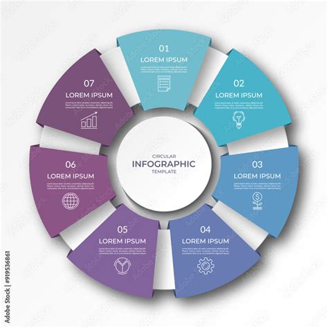 Infographic Circular Diagram With 7 Options Parts Seven Step Process Chart With Colorful