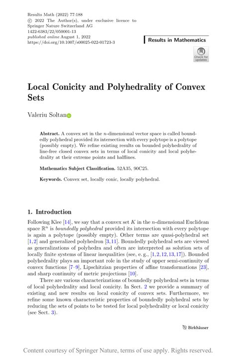 Local Conicity And Polyhedrality Of Convex Sets Request Pdf