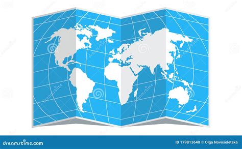 Folded World Map With Gps Marks Vector Illustration CartoonDealer