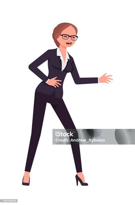 자신감있는 여성 비즈니스 비서 바지 정장 여자 싸움 공격 포즈 경영자에 대한 스톡 벡터 아트 및 기타 이미지 경영자 교사 교육 관련 직업 기업 비즈니스 Istock